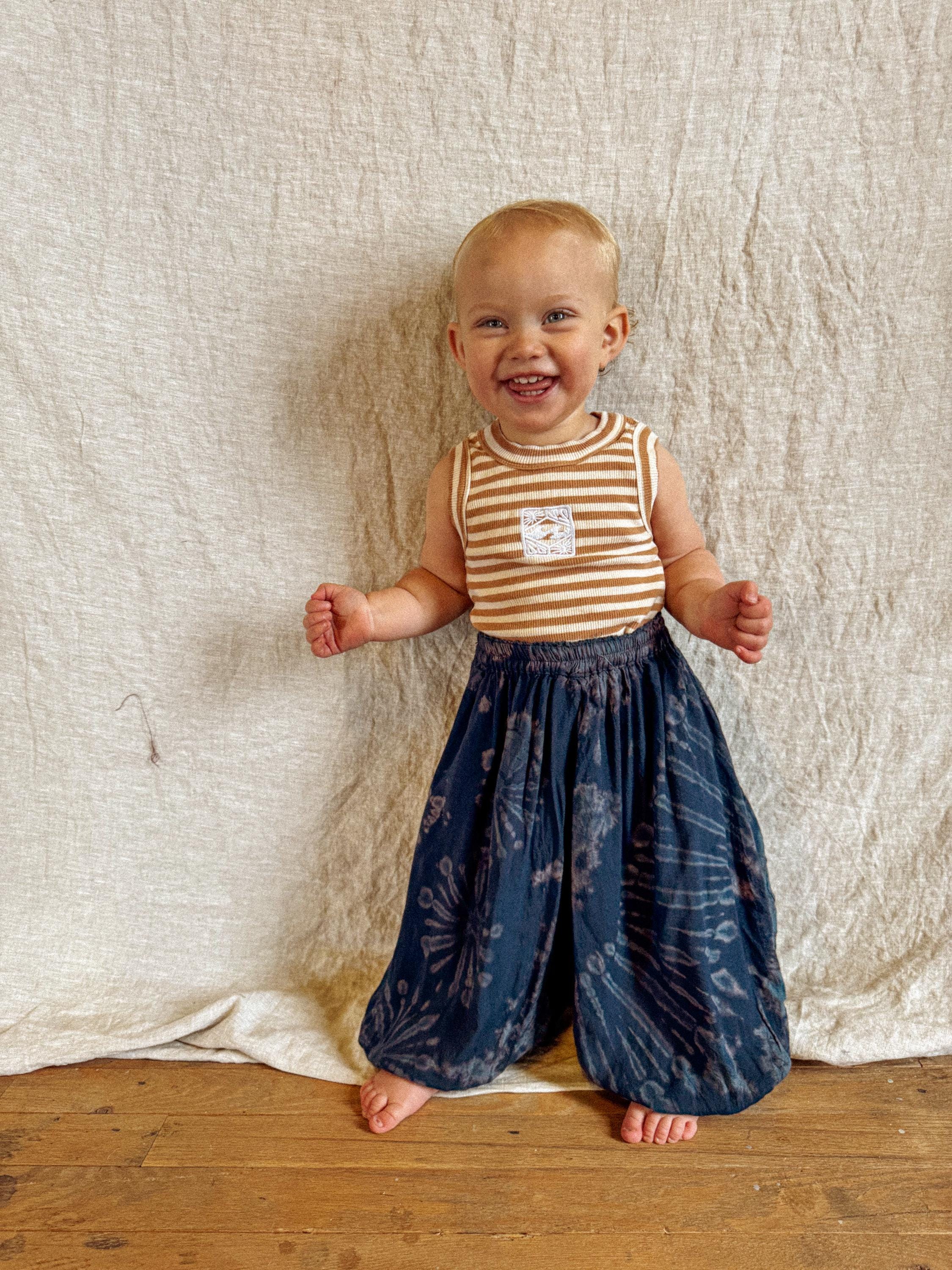Kids Hippie Boho Pants, Cloth Diaper Friendly Flow Pant, Baggy Elastic ...