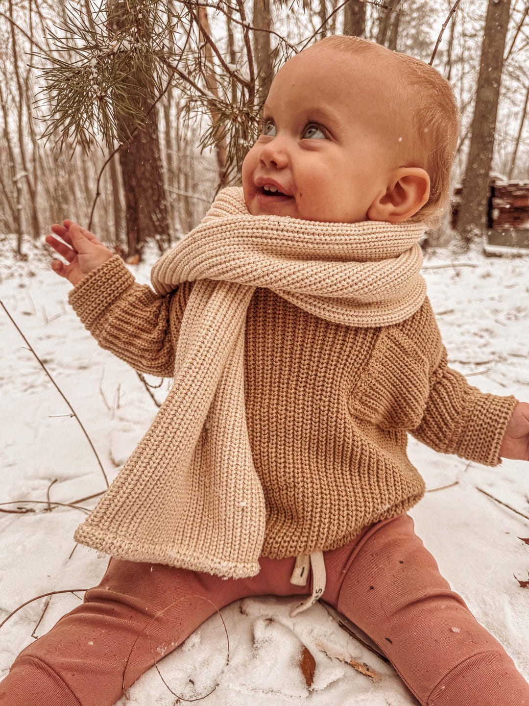 100% Organic Cotton Kids Toddler Baby Scarf, Warm Winter Fall Scarf ...