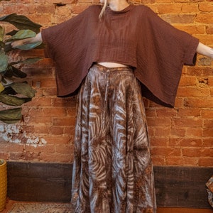 Boho Bamboo Cotton Crop Tee, Hippie Bohemian Style Crop Top, Boxy ...