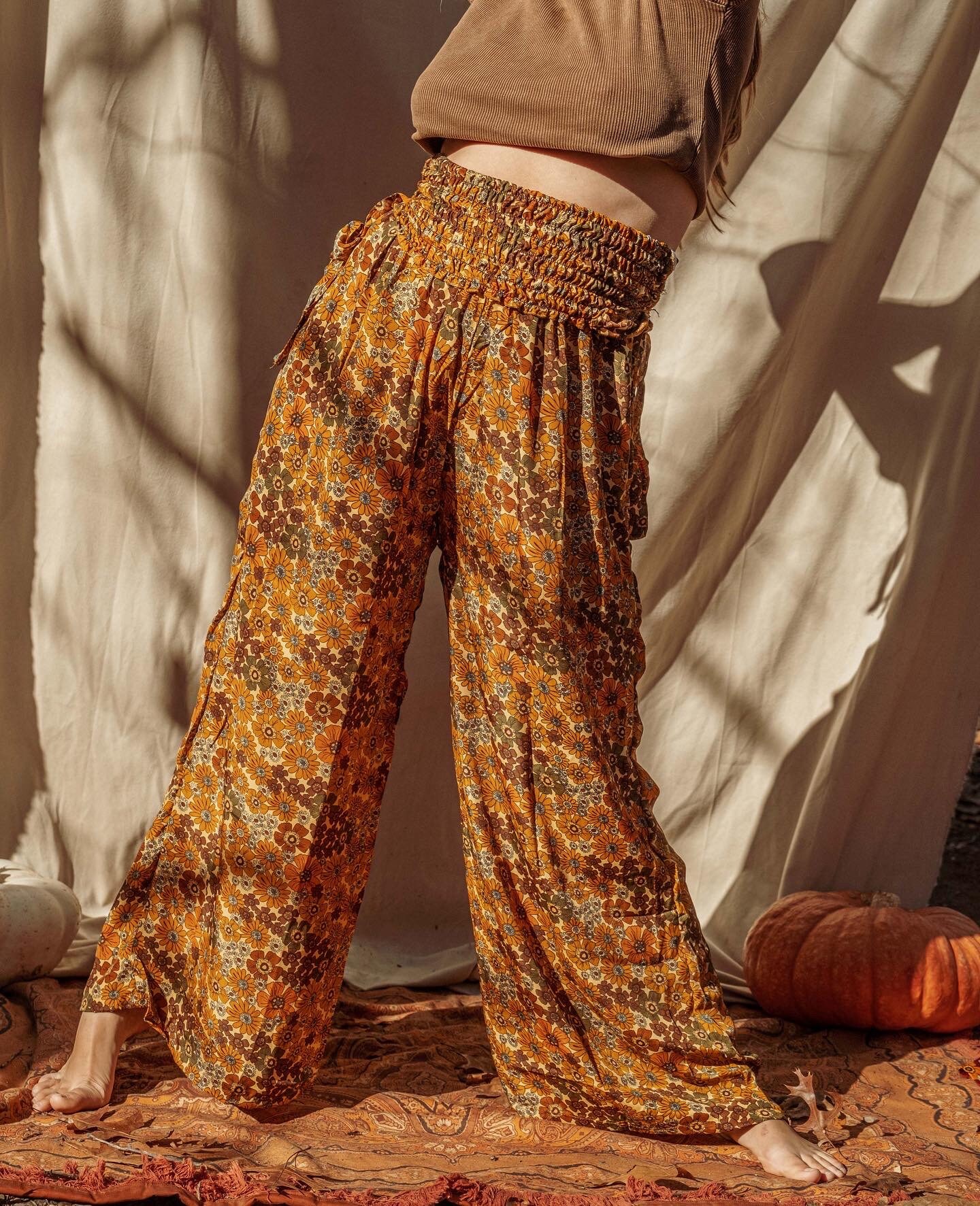 2-in-1 Hippie Silk Wide Leg Jumpsuit, Flare Pants, Fall Outfit ...