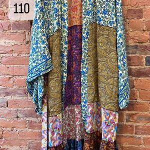 Hippie Bohemian Patchwork Silk Kimono, Choose Your Color, Recycled Silk ...