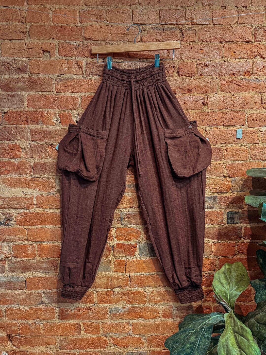 ORGANIC Unisex Beachy Bohemian Cargo Jogger Pants, Bamboo Cotton Large ...