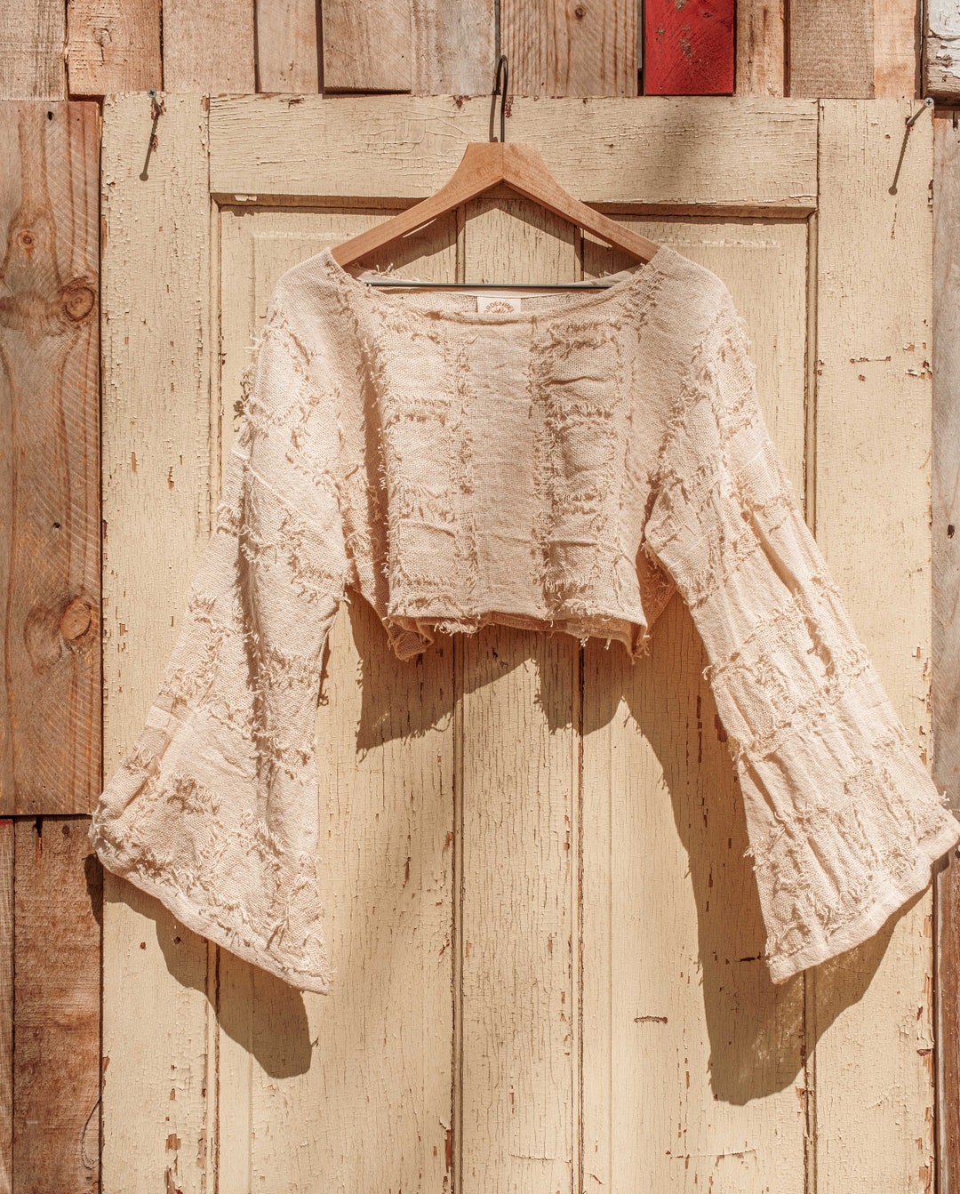 Boho Grunge Style Bell Sleeve Mesh Crop Top, Summer Grungey Cotton Top ...