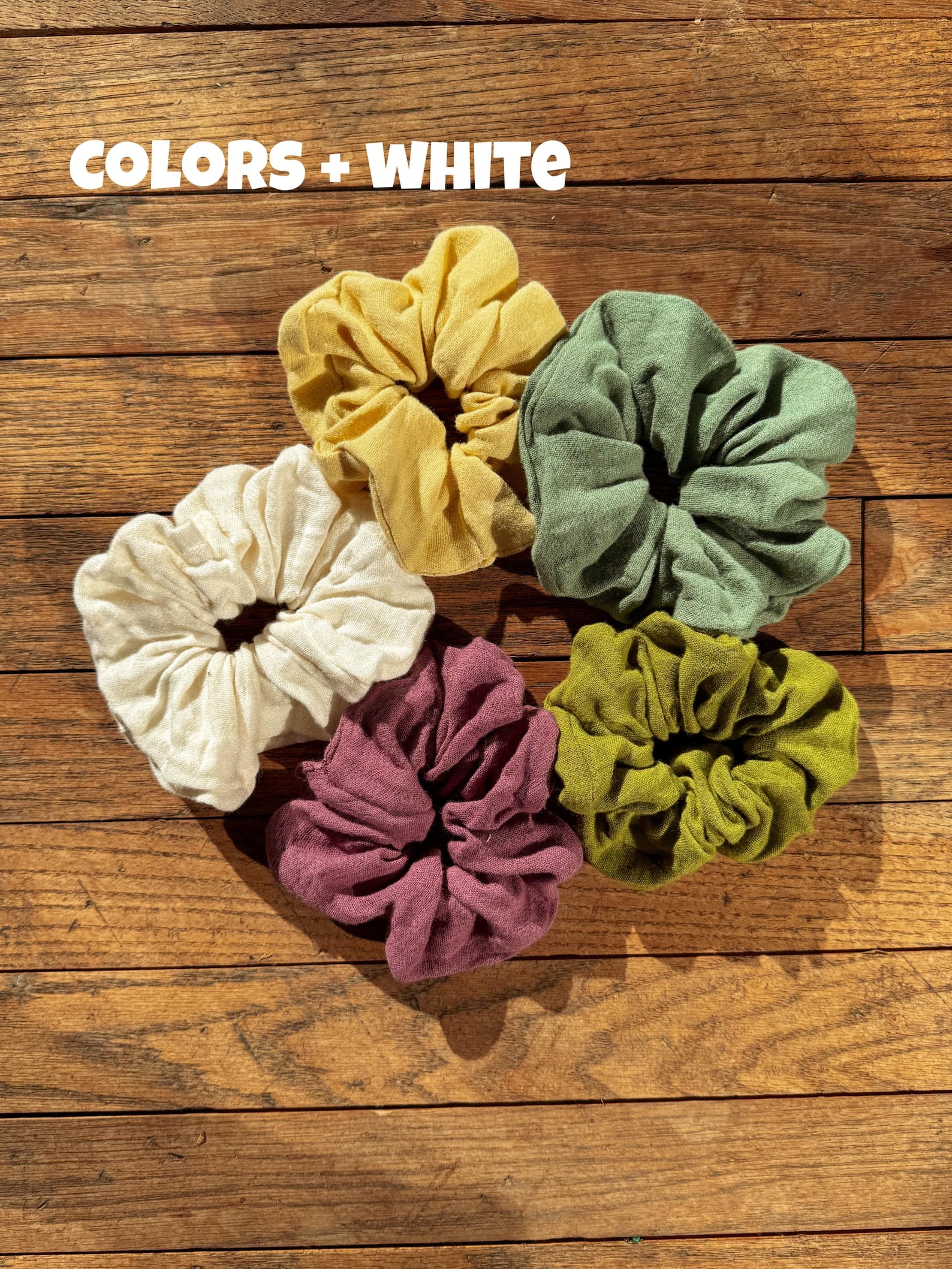 ORGANIC Cotton Bamboo Boho Scrunchies, Bridesmaid Gift, Hair Scrunchies ...