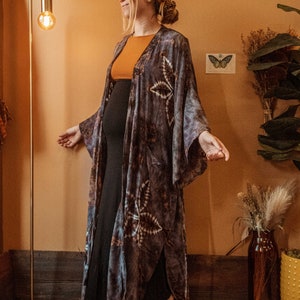 Boho Chic Moondance Duster Kimono, Open Front Tie Dye Cardigan, Hippie ...