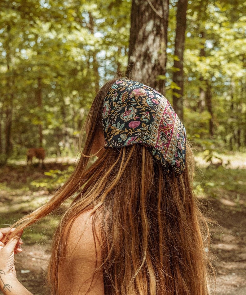 Silk Hippie Boho Bandana Square Head Scarf Bohemian Hair - Etsy