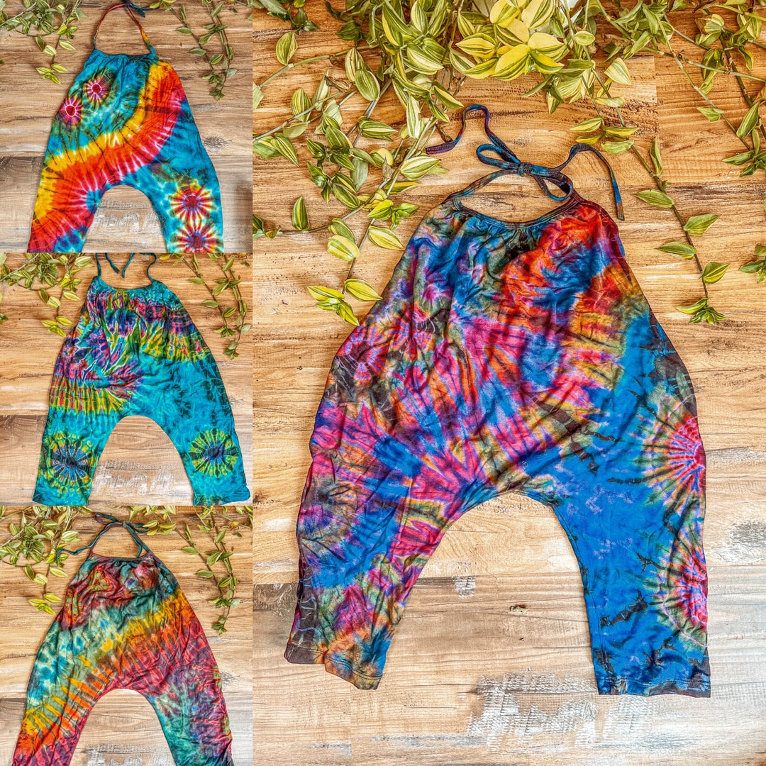 Hippie Boho Unisex Kids Tie Dye Jumper, Cozy Toddler Jumpsuit Overalls ...