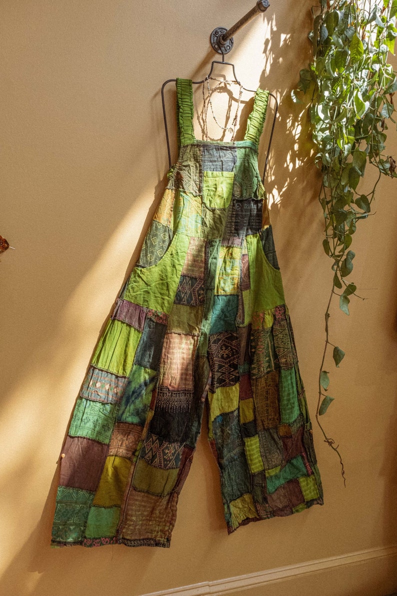 PLUS SIZE Hippie Patchwork Baggy Wide Leg Overalls Unisex, Festival ...