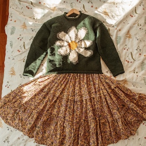 Hand Knit Cottage Core Sweater Hippie Boho Daisy Flower, Cottage Core ...