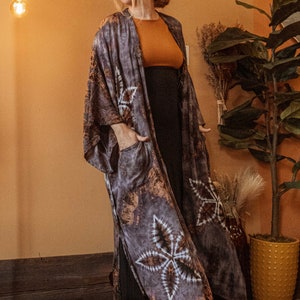 Boho Chic Moondance Duster Kimono, Open Front Tie Dye Cardigan, Hippie ...