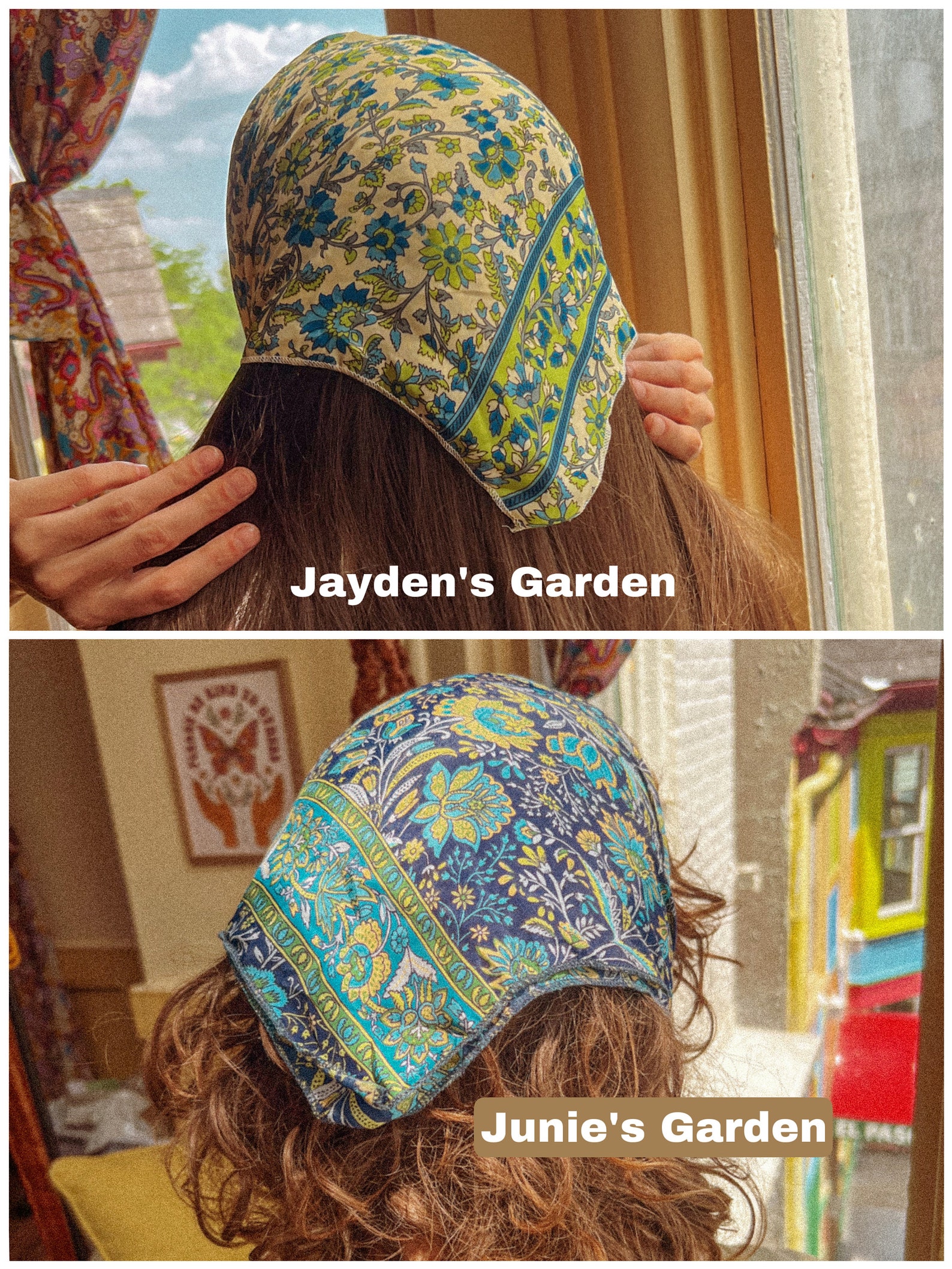 Silk Hippie Boho Bandana, Square Head Scarf, Unique Bohemian Hair Wrap ...