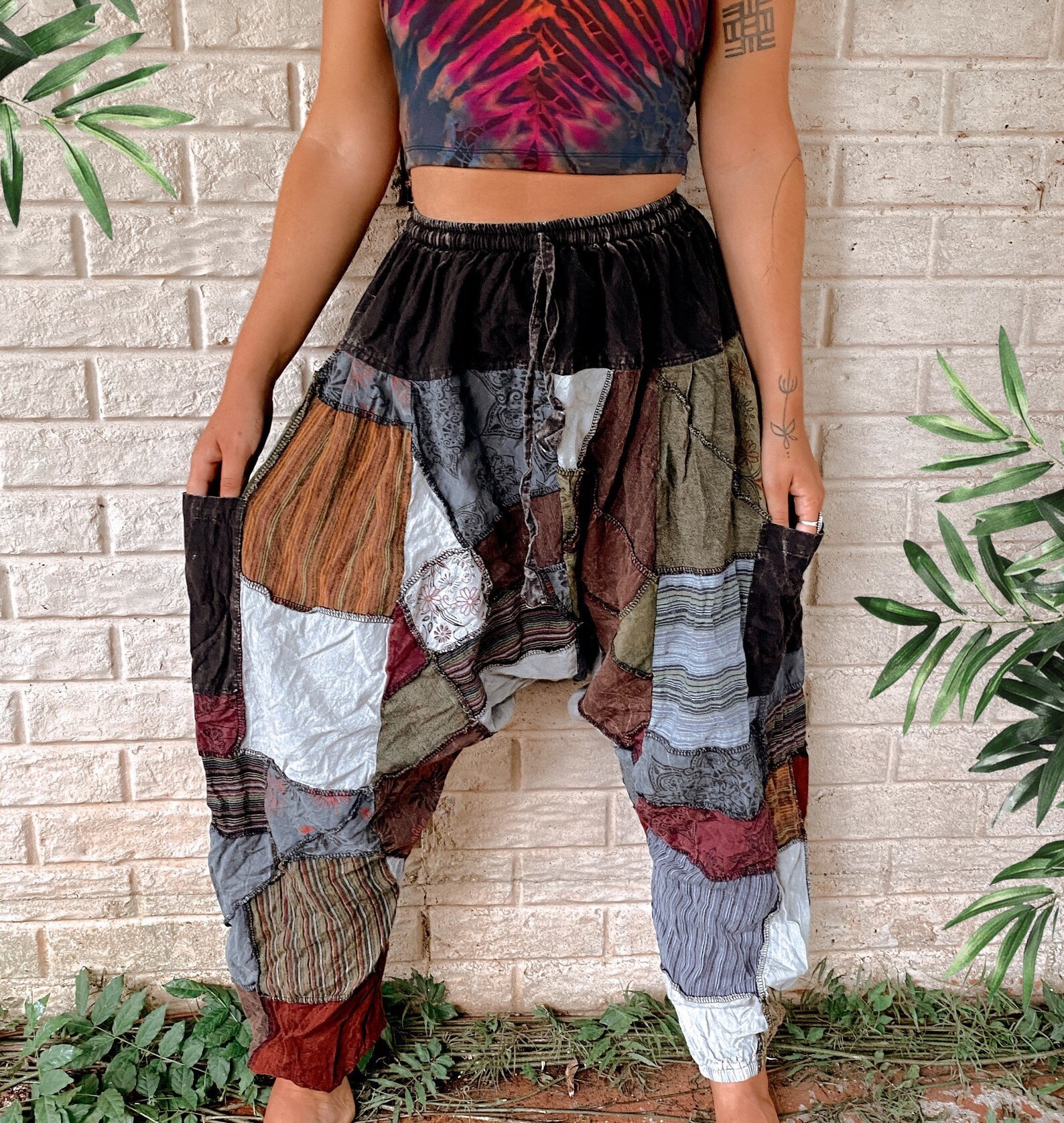 Hippie Patchwork Harem Pants Unisex Mens Womens Festival Etsy