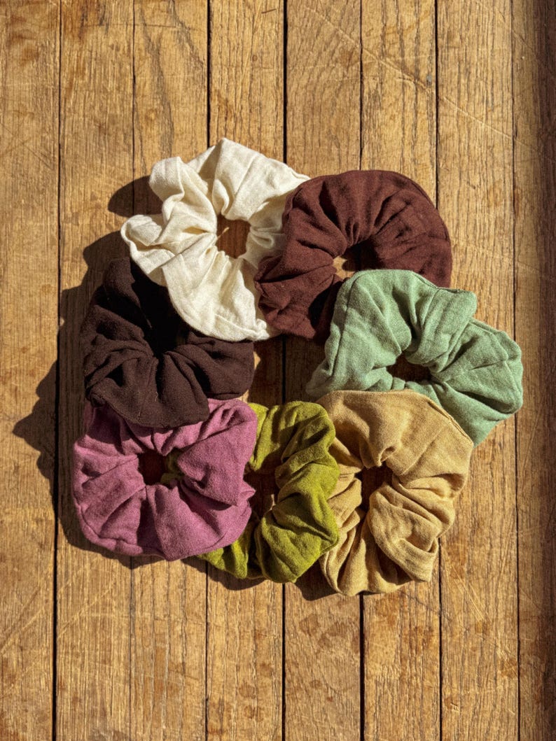 ORGANIC Cotton Bamboo Boho Scrunchies, Bridesmaid Gift, Hair Scrunchies ...