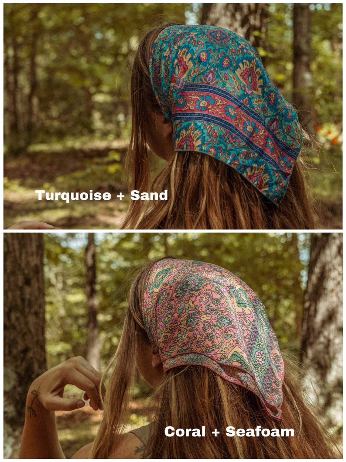 Silk Hippie Boho Bandana Square Head Scarf Bohemian Hair - Etsy