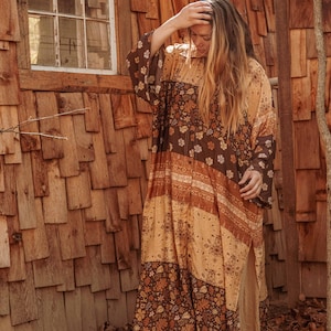 Boho Desert Solstice Sun Moon Maxi Shirt Dress, Neutral Patch Bohemian ...