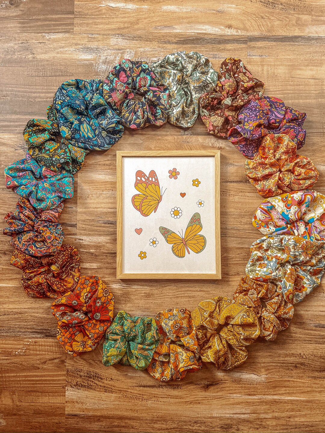 Oversized Silk Boho Scrunchies, Hippie Hair Accessories, Bohemian Satin ...