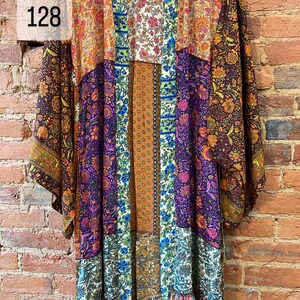 Hippie Bohemian Patchwork Silk Kimono, Choose Your Color, Recycled Silk ...