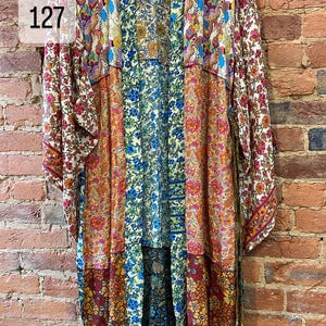Hippie Bohemian Patchwork Silk Kimono, Choose Your Color, Recycled Silk ...