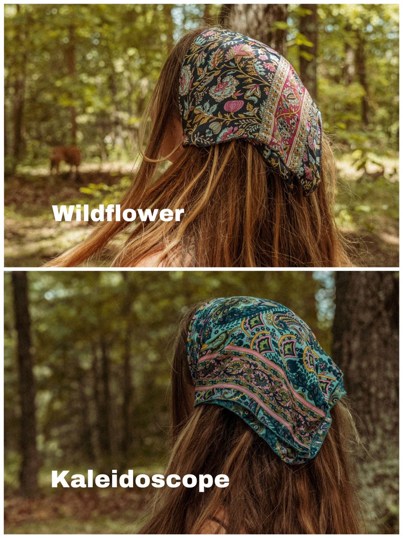 Silk Floral Boho Bandana - Etsy