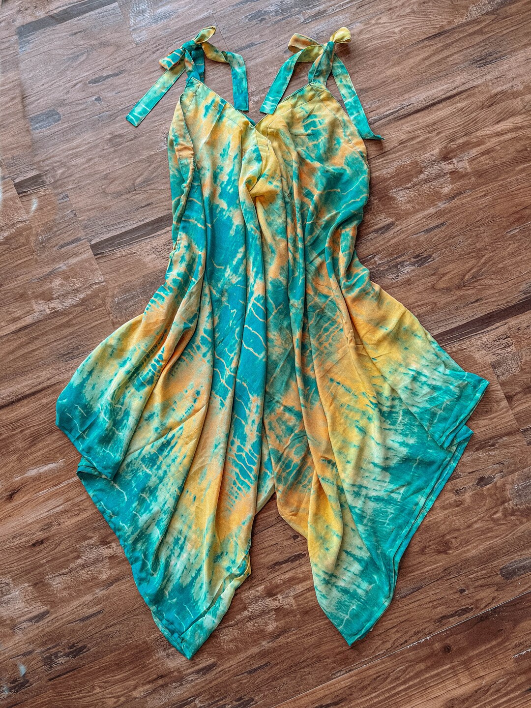 Indie Flow Tie Dye Silk Jumpsuit, Beachy Style Boho Jumper, Hippie Flow ...