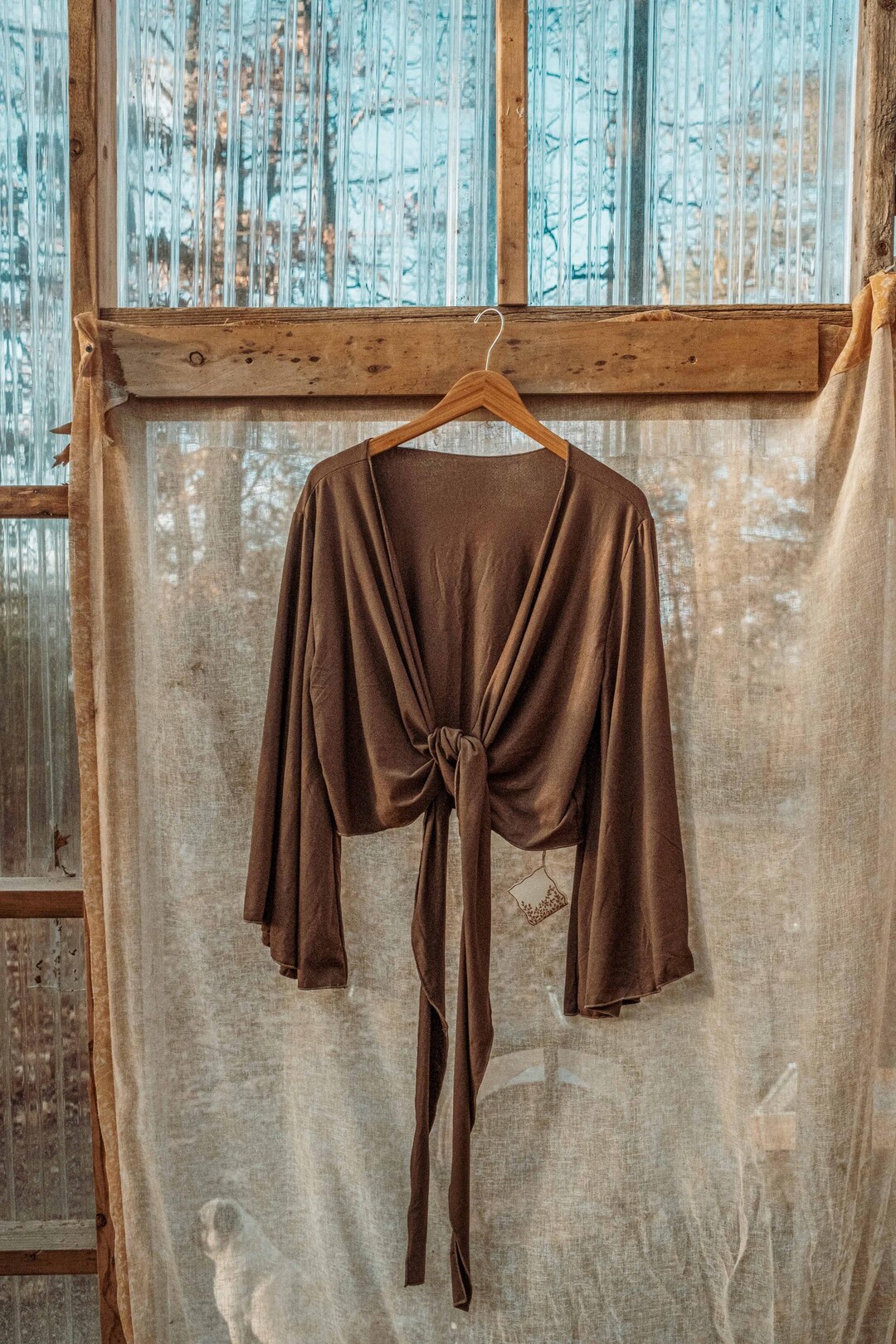 Organic Certified Ecovero Yoga Wrap Top, Bell Sleeve Yoga Top ...