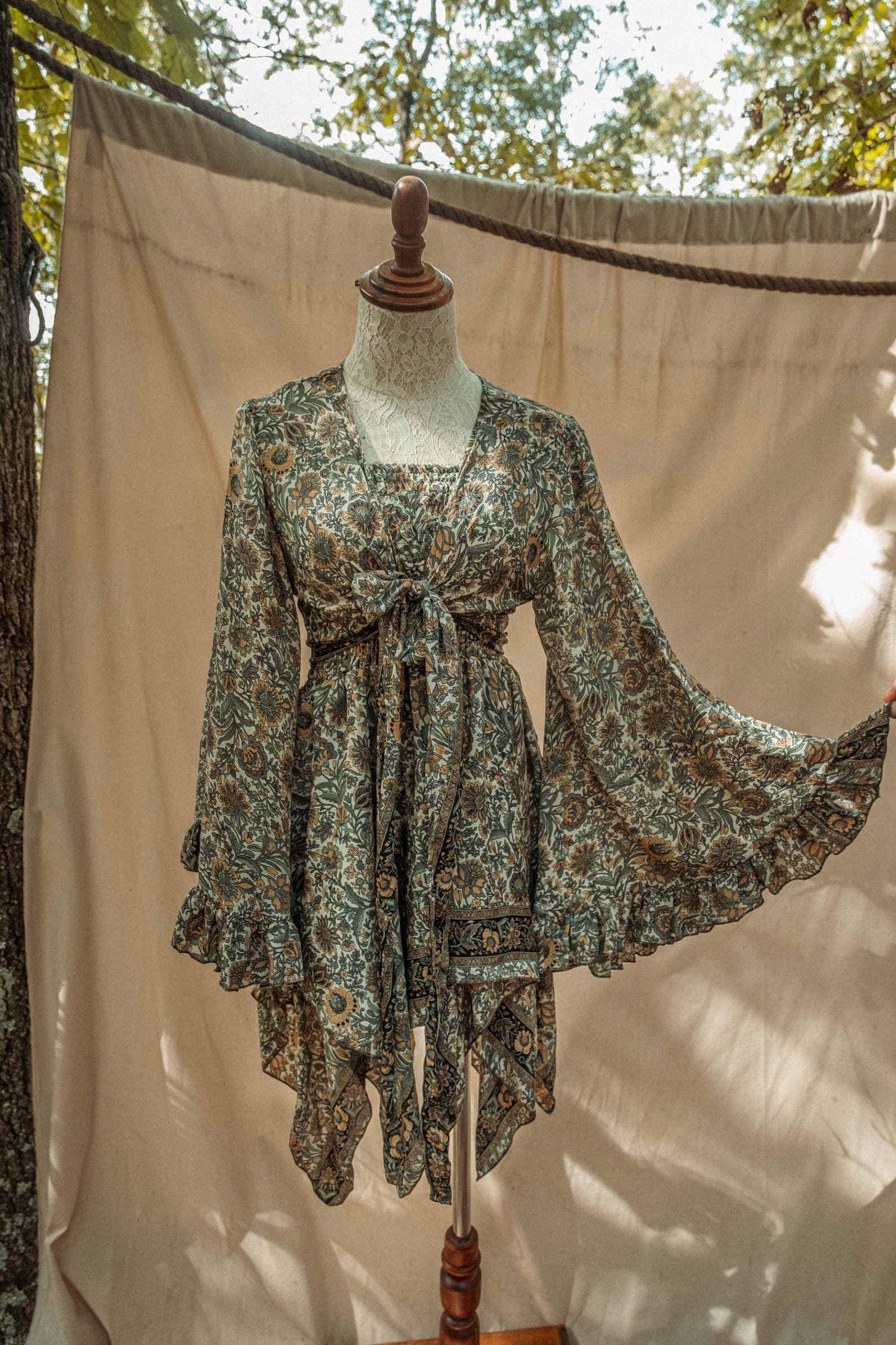 Hippie Boho 2 Piece Dress Outfit Set 70s Style Bell Sleeve - Etsy