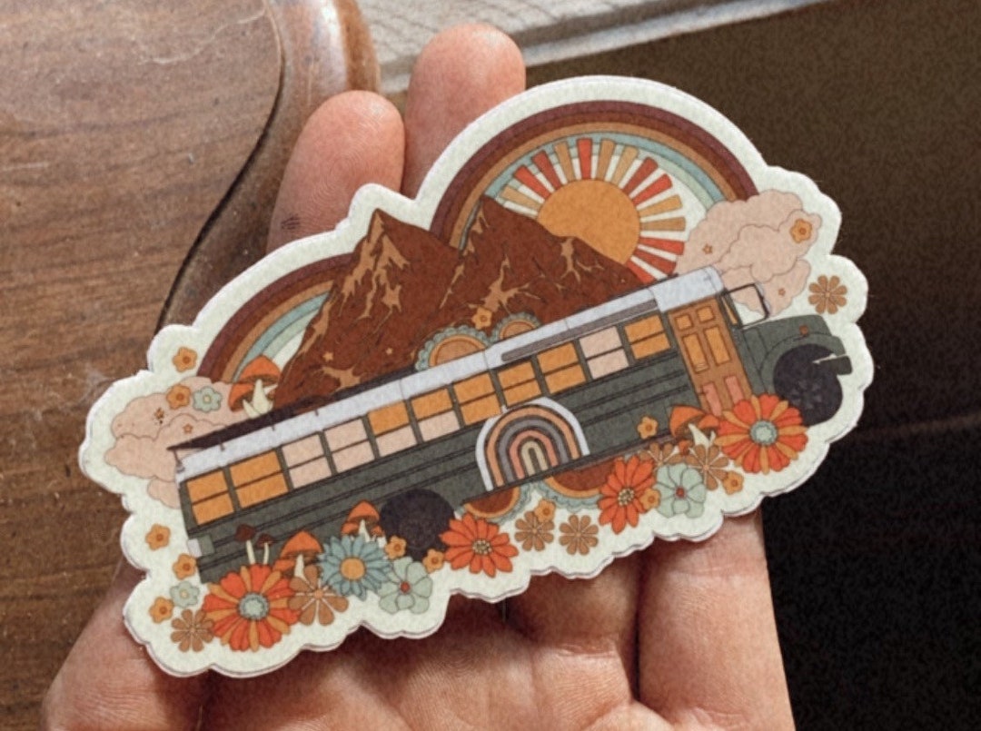 Hippie Van Bus Sticker - Etsy