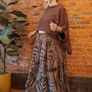 Boho Organic Bamboo Cotton Crop Tee, Hippie Bohemian Style Crop Top ...