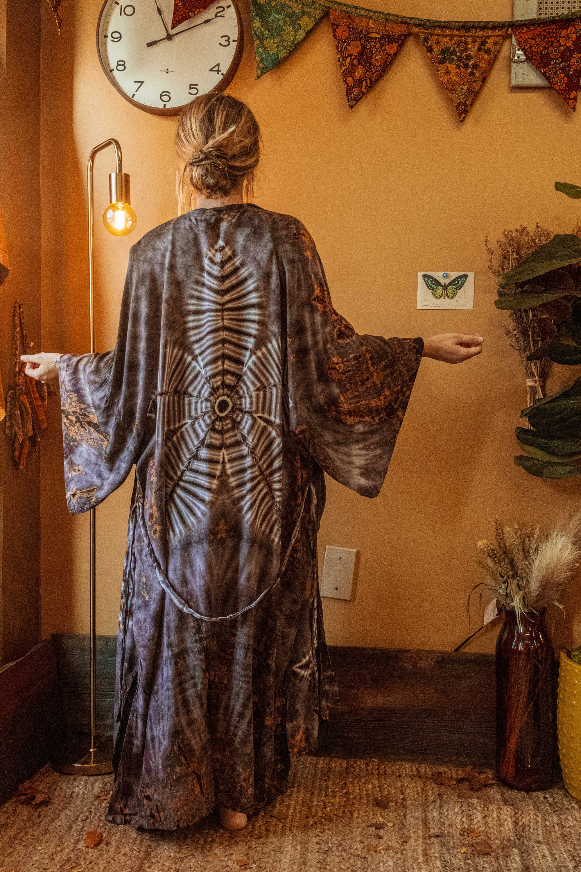 Boho Chic Moondance Duster Kimono, Open Front Tie Dye Cardigan, Hippie ...