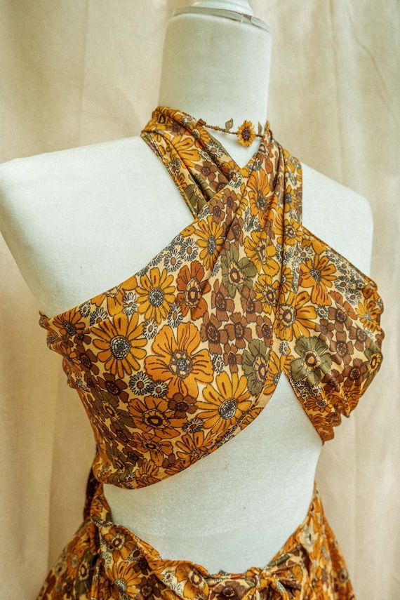 6-way Boho Hippie Scarf Top Retro Hippie Silk Bandeau Wrap - Etsy