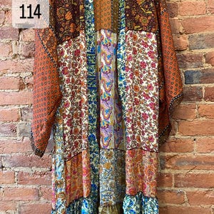 Hippie Bohemian Patchwork Silk Kimono, Choose Your Color, Recycled Silk ...