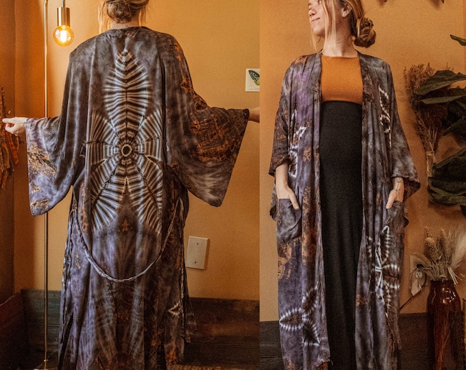 Boho Chic Moondance Duster Kimono, Open Front Tie Dye Cardigan, Hippie ...