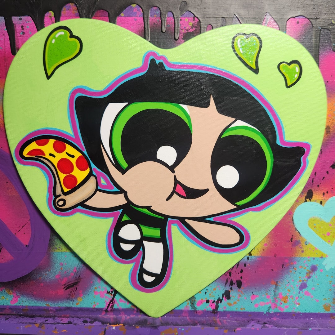 Powerpuff Girls Buttercup Eating Pizza Art - Etsy