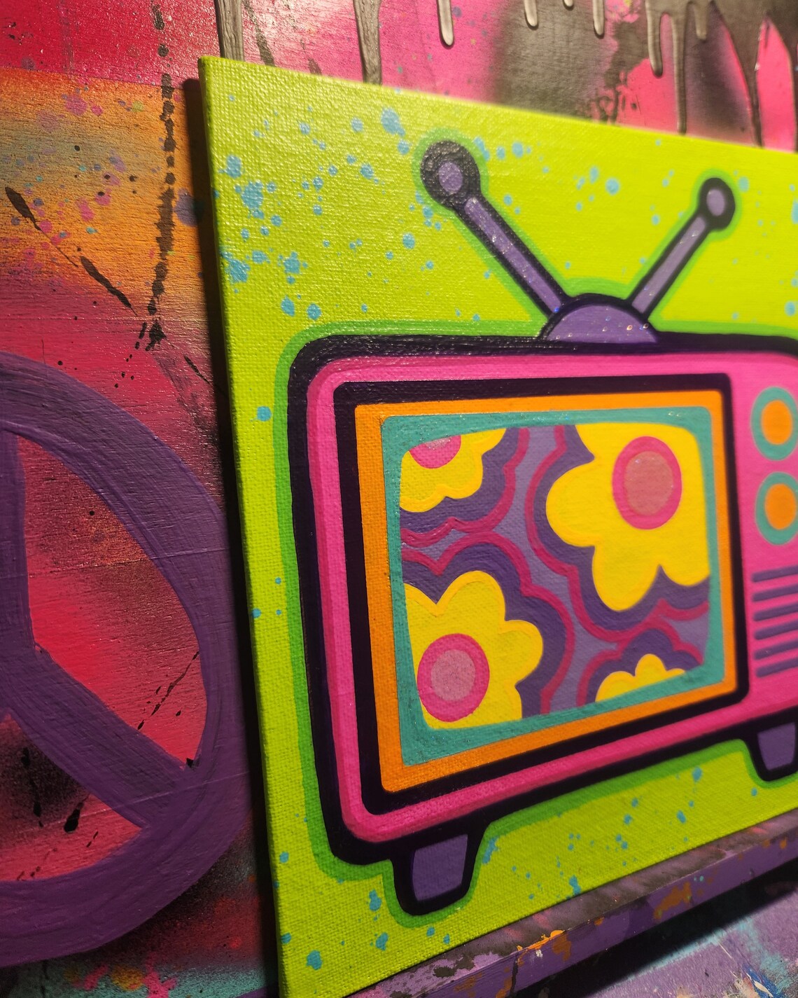 Retro Groovy Television Painting - Etsy