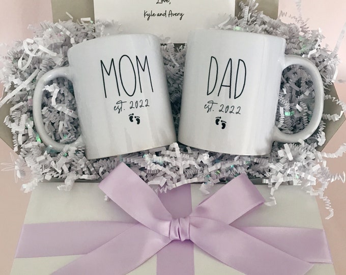 New Parent Gift Box, Mom and Dad Mugs, Expecting Parents Gift, Parents ...