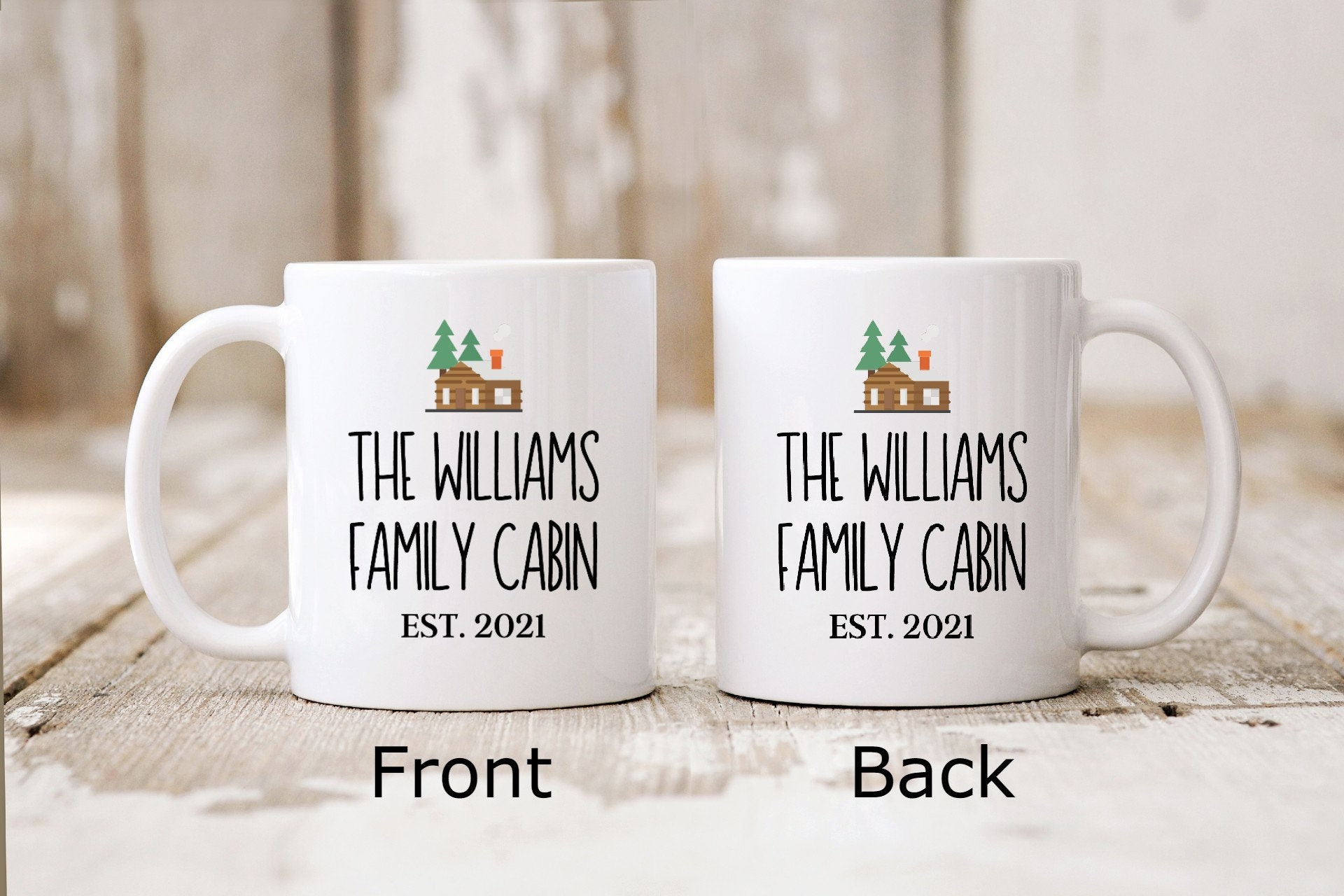 Personalized Cabin Mug, Family Cabin Est., Cabin Coffee Cup, Lake House ...