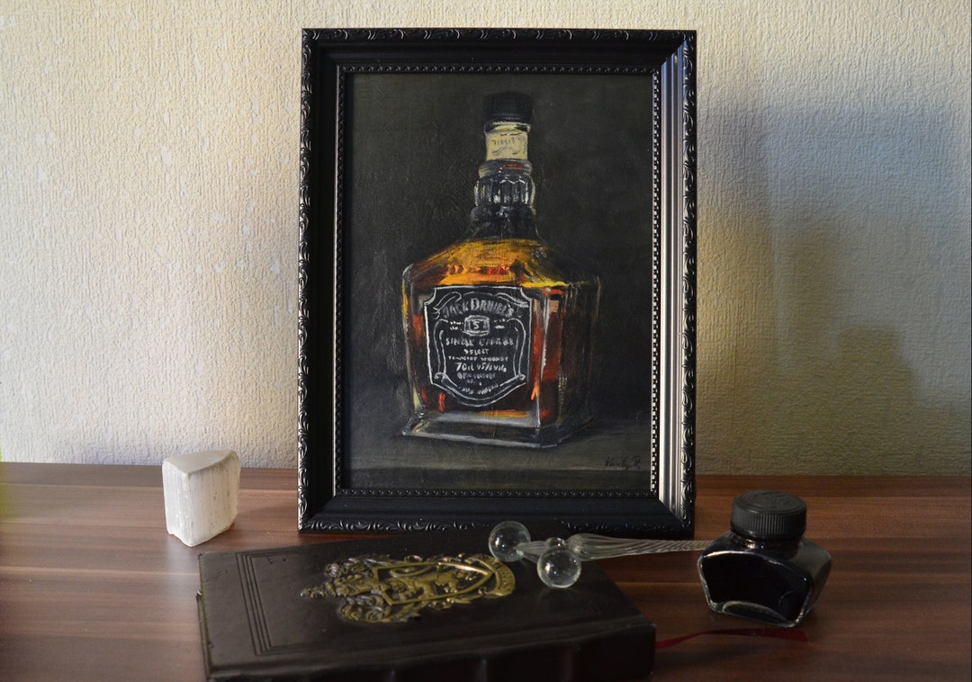 Oil on Cardboard "jacks Single Barrel" 24 X 18 Cm - Original Oil ...