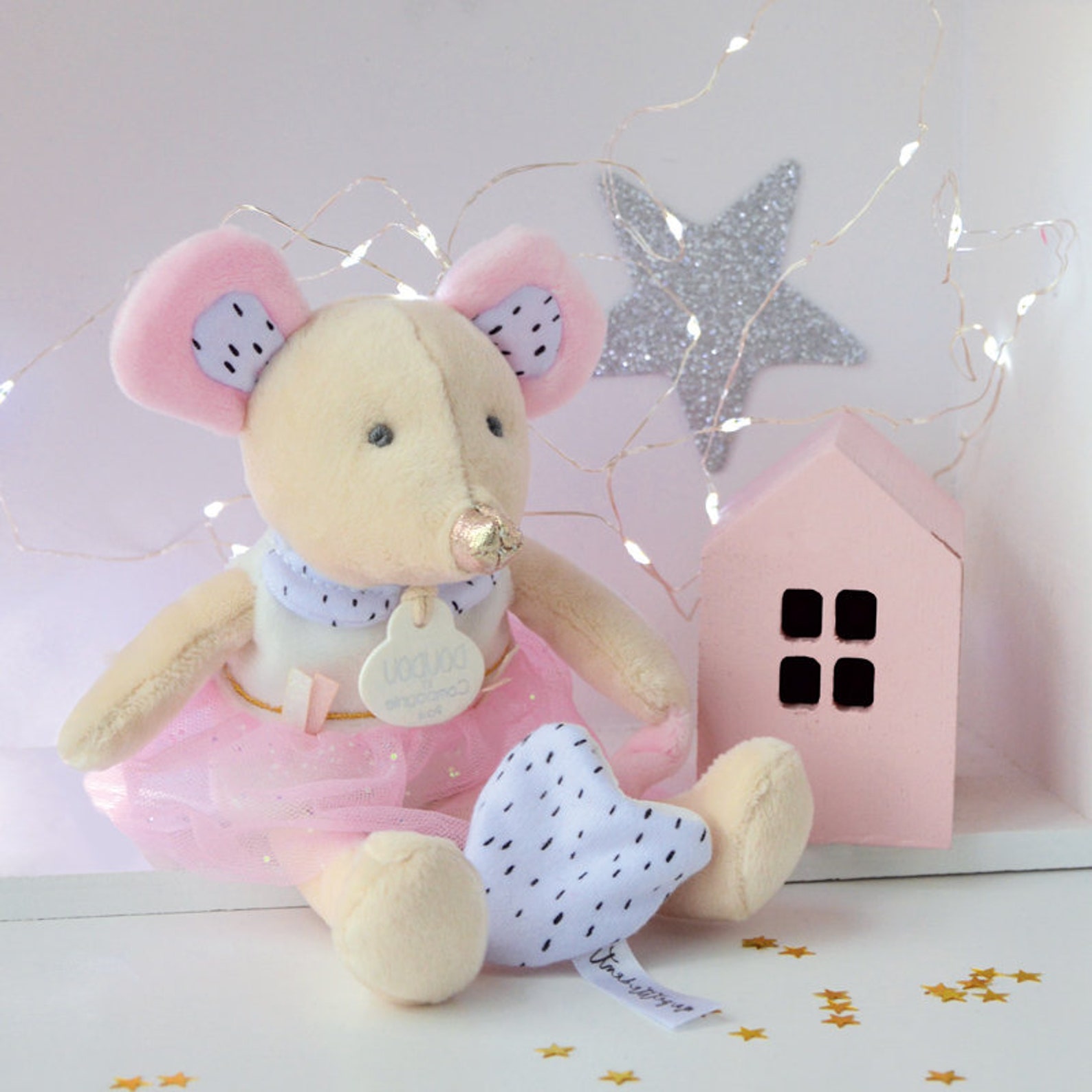 Pink Tooth Fairy Mouse Plushie, Mouse Plushies, Soft Toy, Baby Shower ...
