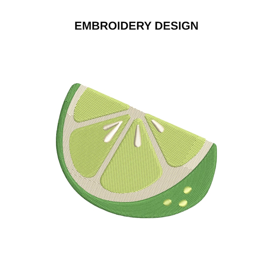 Lime Fruit Embroidery Design, Lime Slice Embroidery, Cute Fruit Design ...