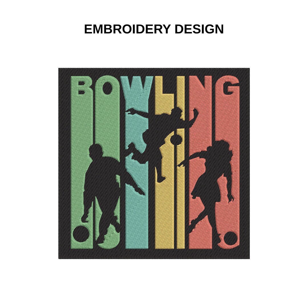 Retro Bowling Embroidery Design, Sport Embroidery, Classic Embroidery ...