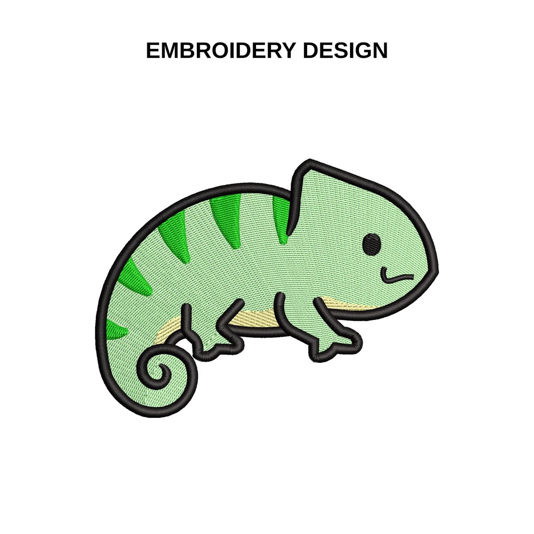 Cute Chameleon Embroidery Design, Animal Embroidery, Chameleon ...