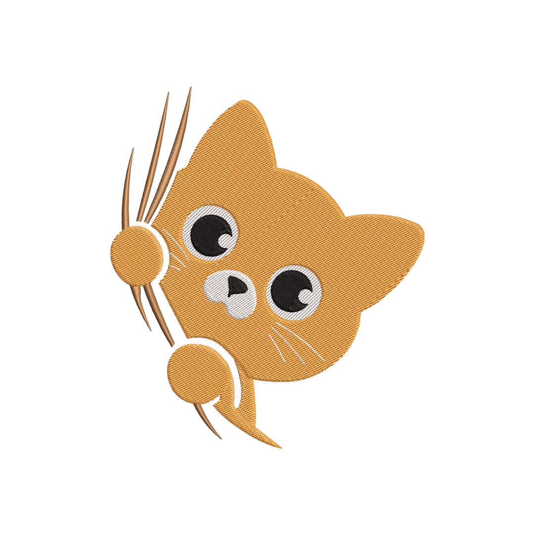 Cat Peek Embroidery Design, Orange Cat Embroidery, Funny Cat Design - Etsy