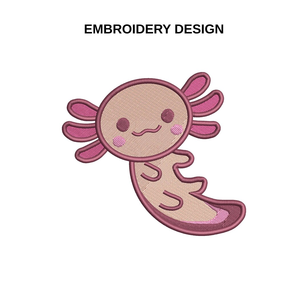 Cute Axolotl Design Embroidery, Axolotl Embroidery, Axolotl Gift ...
