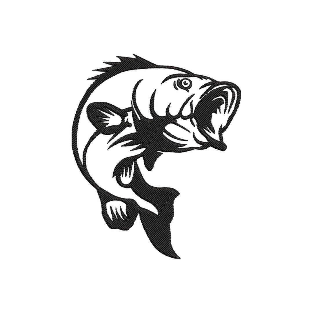 Fish Embroidery Design, Bass Embroidery, Fishing Embroidery, Instant ...