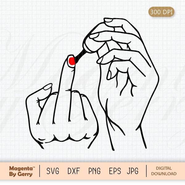 Middle Finger Red Polish Svg - Etsy