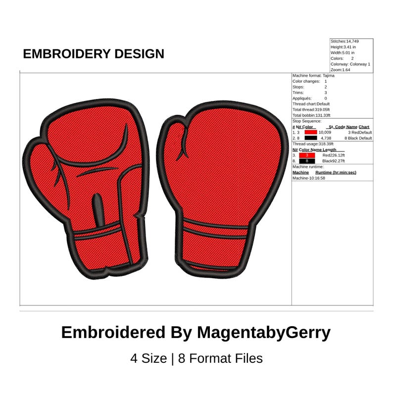 Boxing Gloves Embroidery Design, Embroidery Sport, Instant Download - Etsy