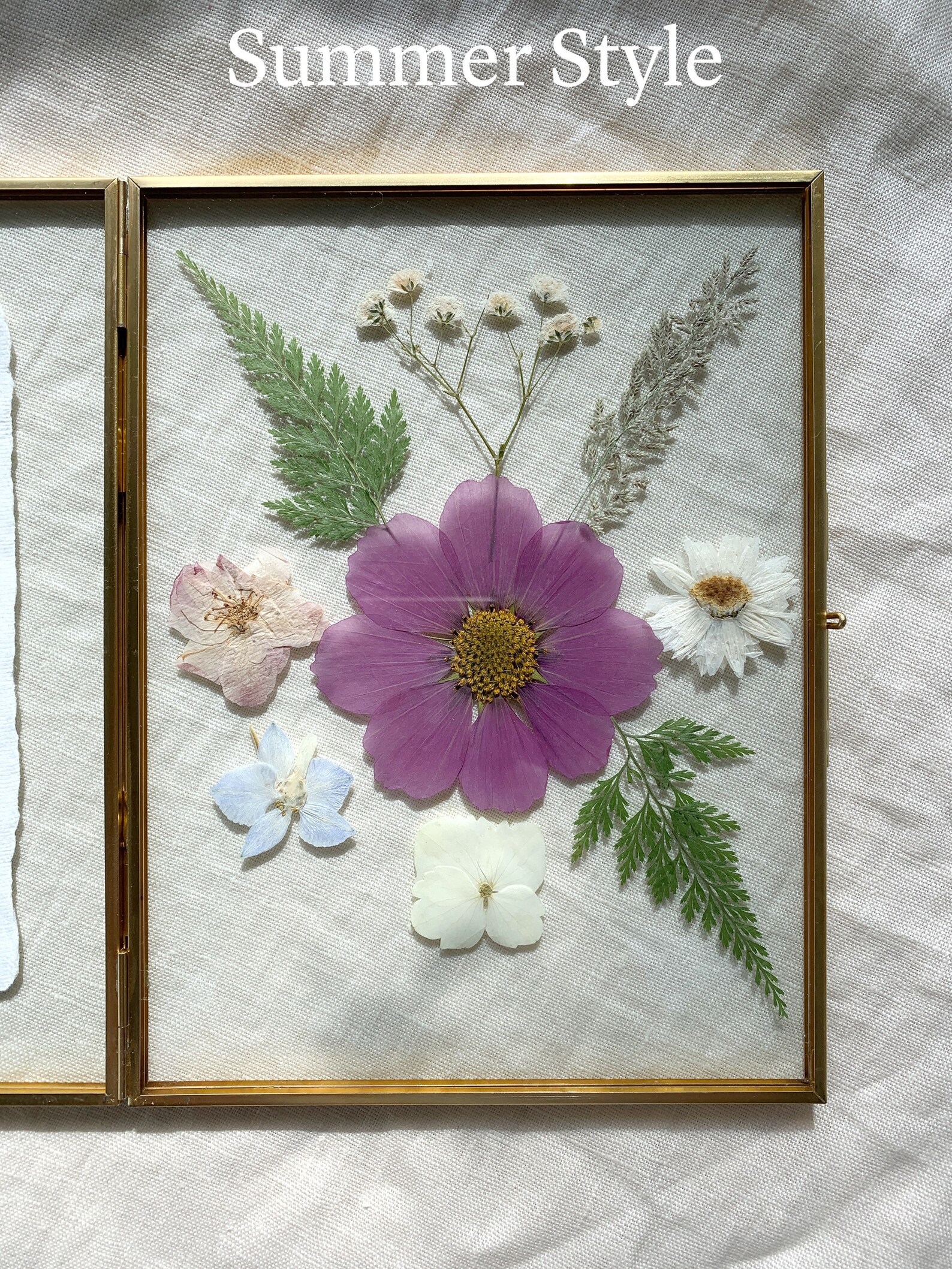 Custom Calligraphy Double Pressed Flower Floating Frame Vintage Flower ...