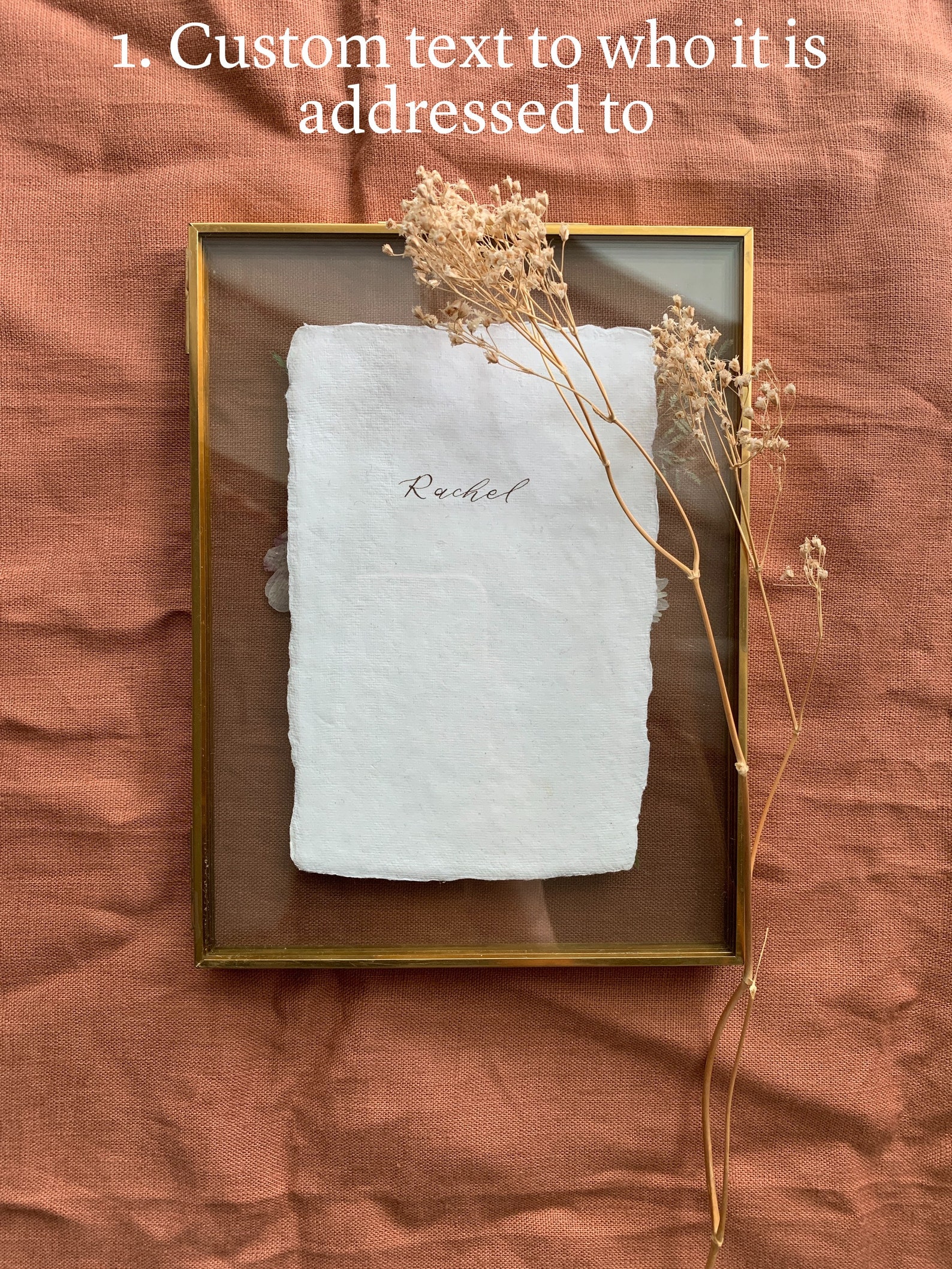 Custom Calligraphy Double Pressed Flower Floating Frame Vintage Flower ...