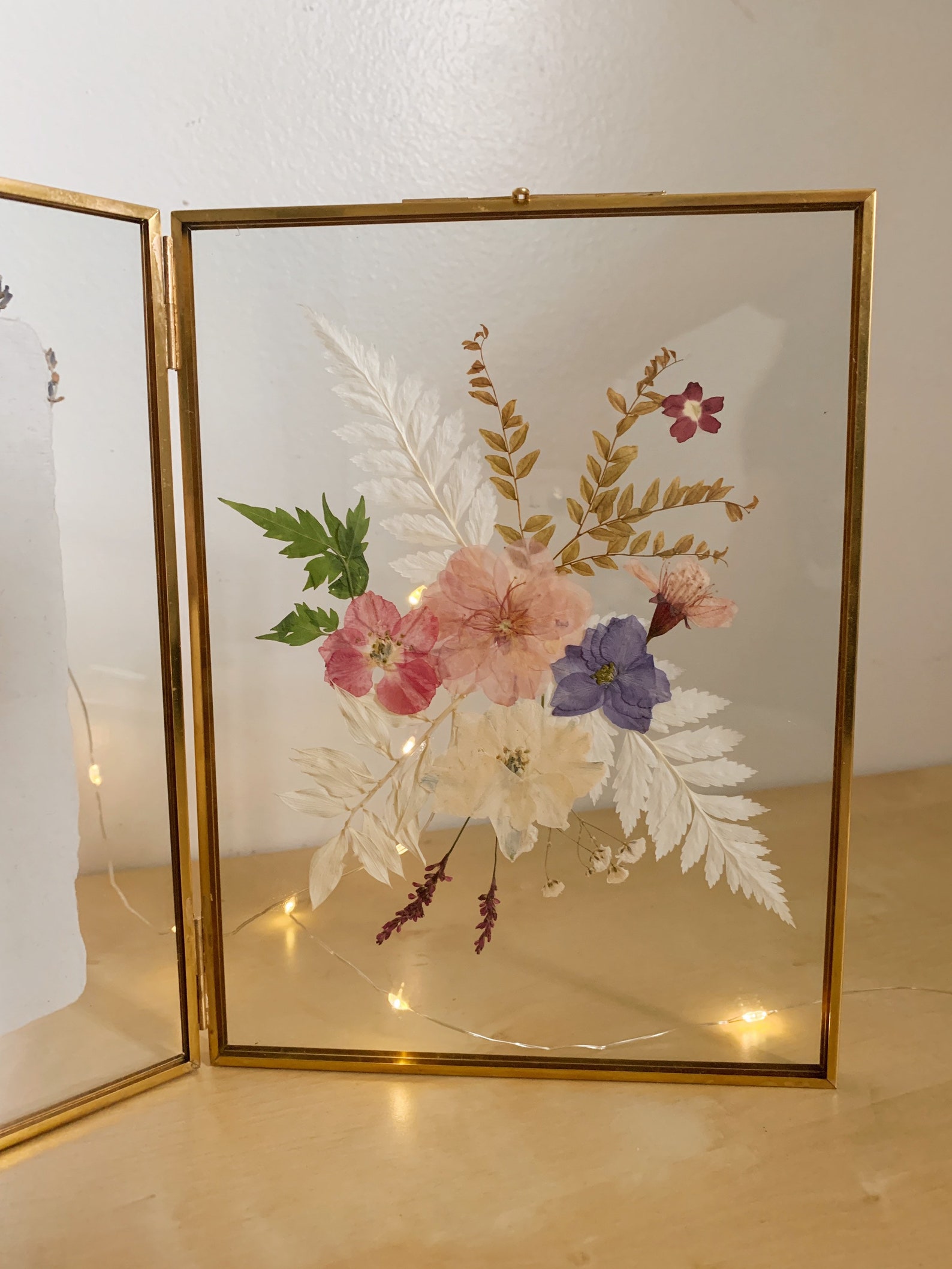 Custom Calligraphy Double Pressed Flower Floating Frame | Etsy