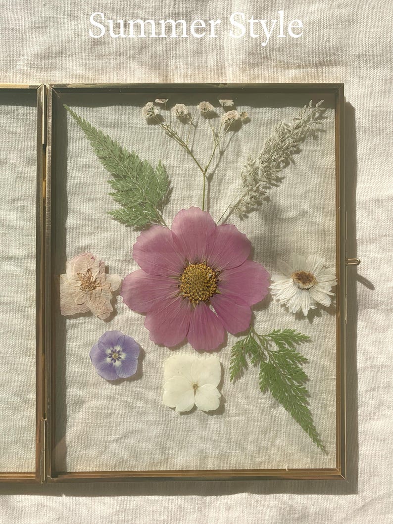 Custom Calligraphy Double Pressed Flower Floating Frame Vintage Flower ...